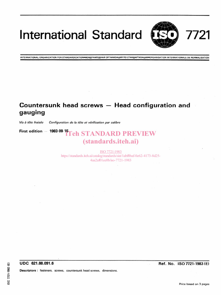 ISO-7721-1983 Vijci Upustene Glave | PDF | Screw | Metalworking