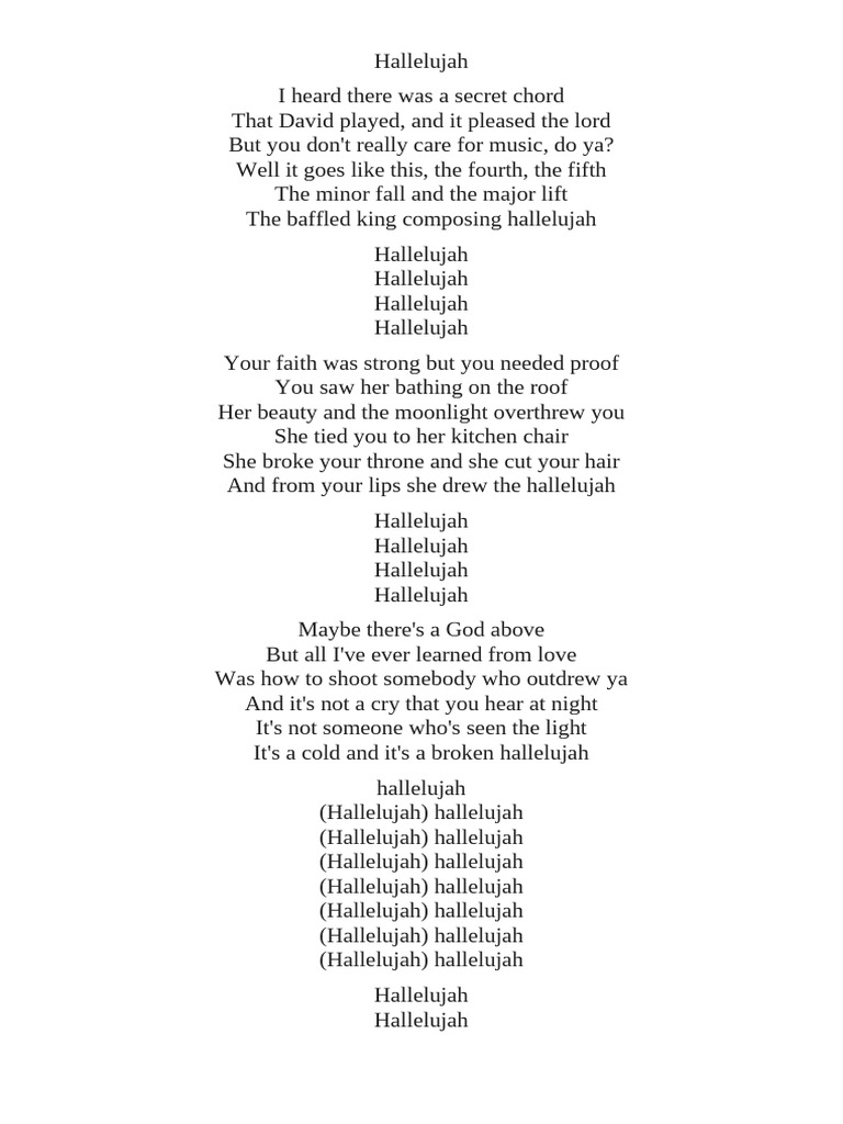 Hallelujah: A Song of Love and Loss | PDF