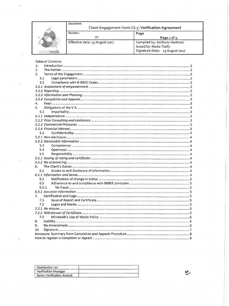 Verification Agreement | PDF
