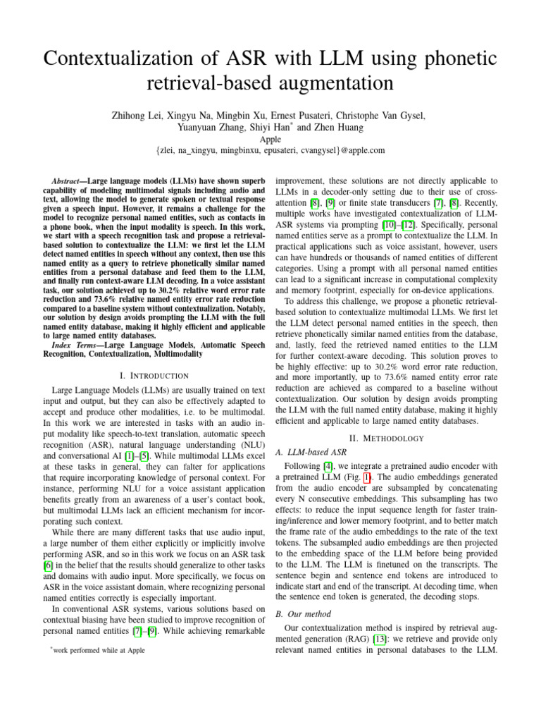 Context Asr With LLM | PDF | Speech Recognition | Cognitive Science