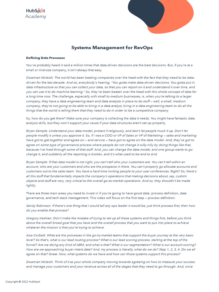 Transcript Systems Management For RevOps | PDF | Customer Relationship ...