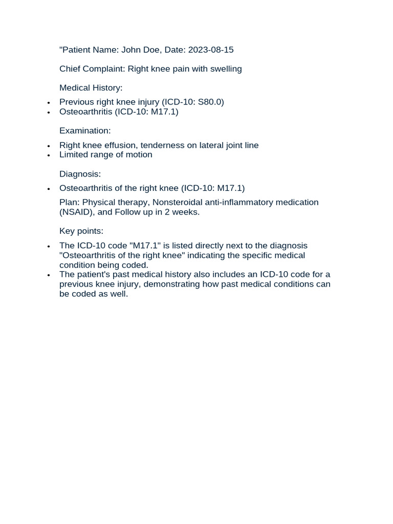 Right Knee Osteoarthritis Diagnosis | PDF