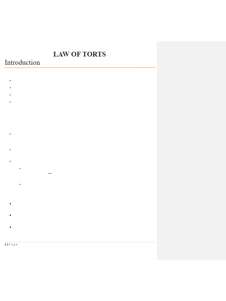 LAW OF TORTS - Notes | PDF | Tort | Arrest