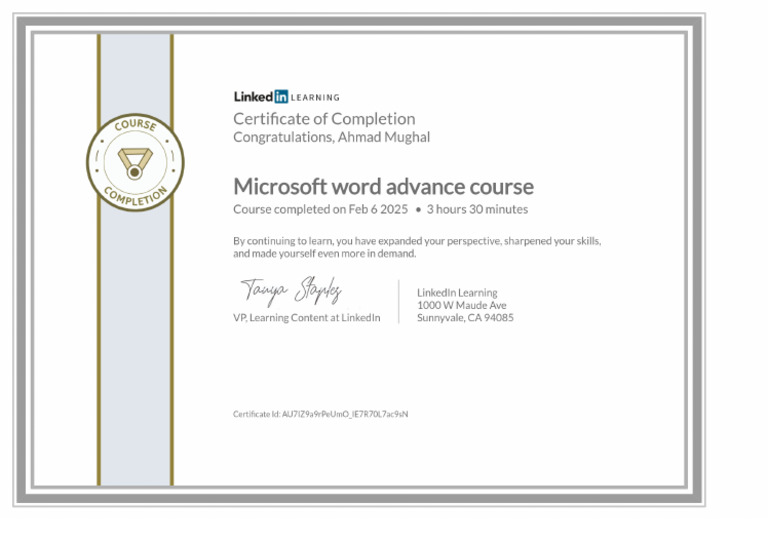 LinkedIn Certificate | PDF