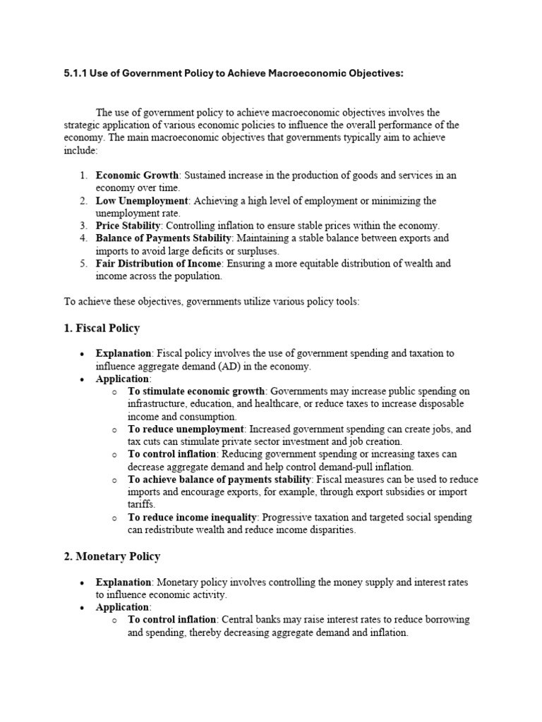 Government Policies for Economic Goals | PDF | Fiscal Policy | Taxes