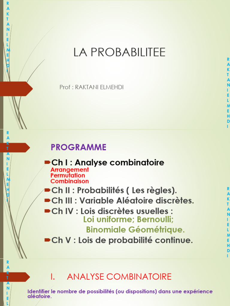 Introduction à la Probabilité et Combinatoire | PDF | Combinatoire ...
