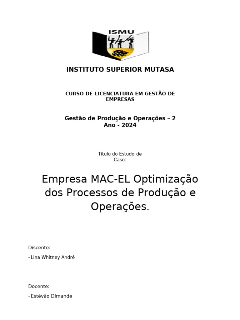 Gestao De Producao Lina Andre Final 241018 073856 Pdf Custo