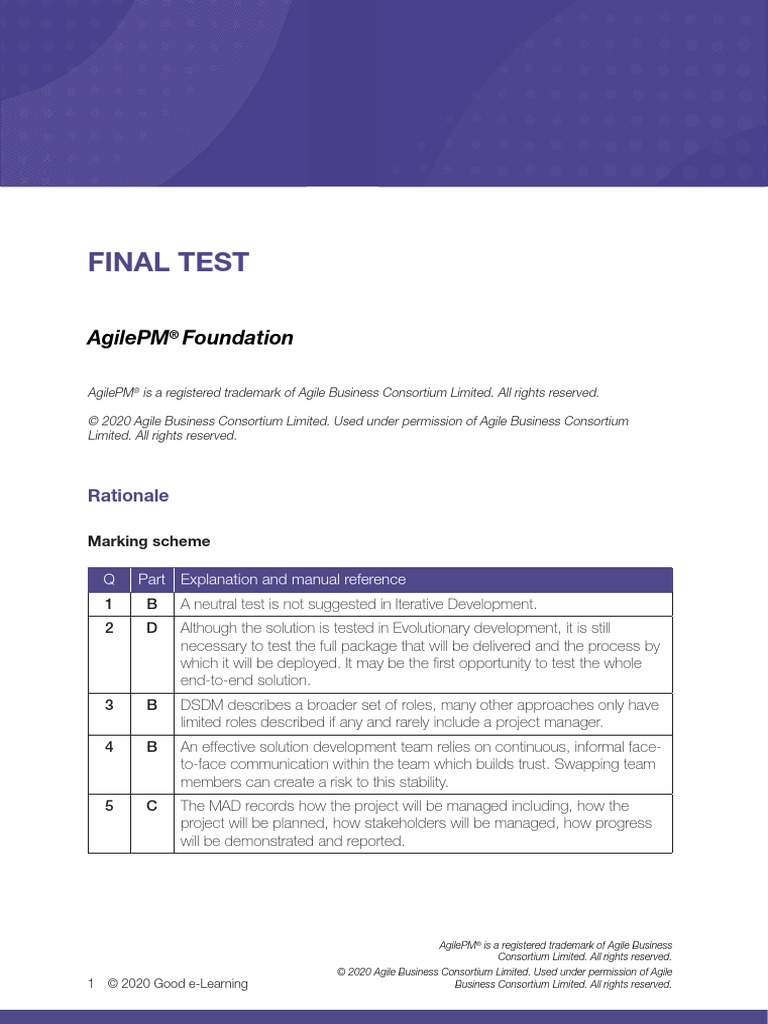Final Test - Rationale Agile | PDF | Agile Software Development | Business