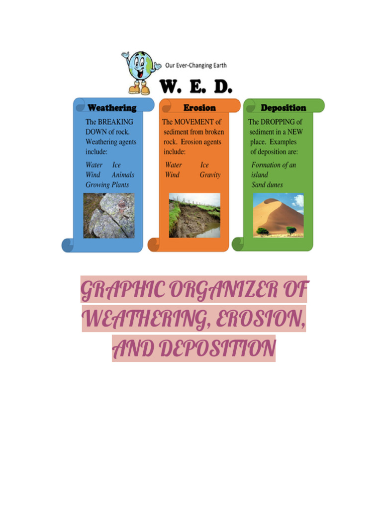 Graphic Organizer of Weathering, Erosion and Deposition PAGE 16 | PDF