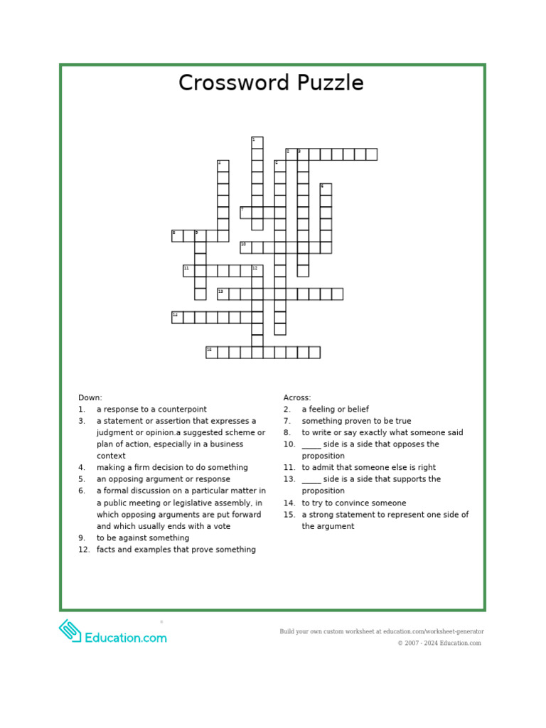 Debate Crossword | PDF