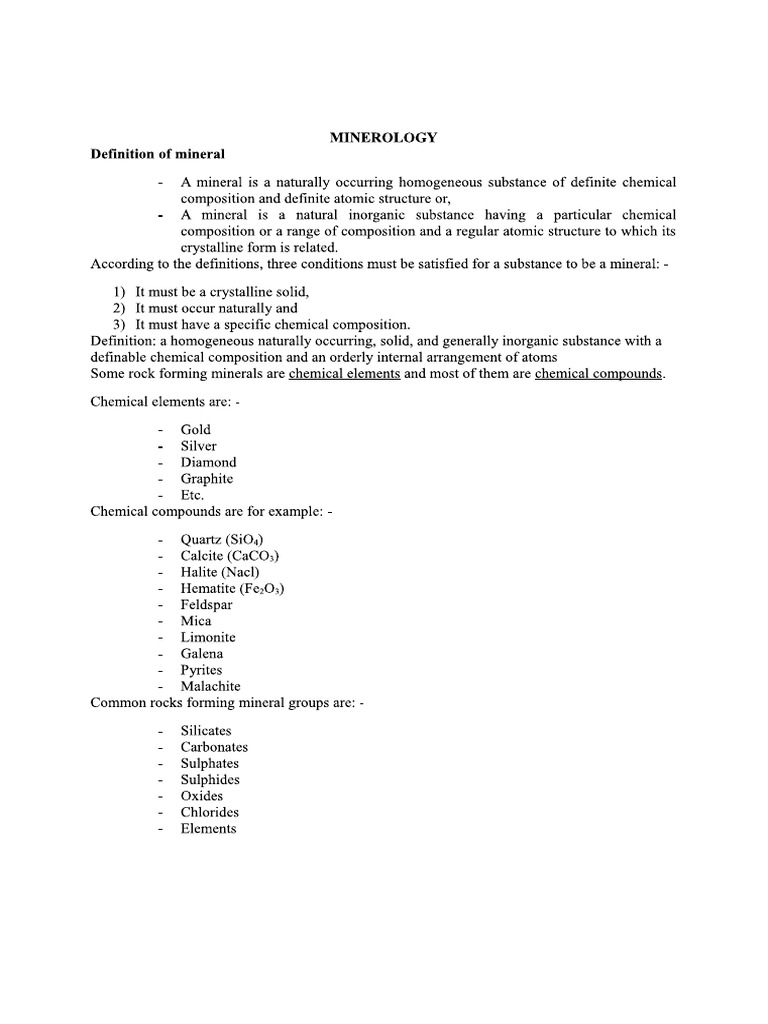 Mineralogy - Rock Forming Minerals | PDF
