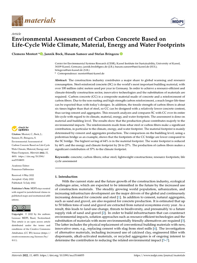 Environmental Assessment of Carbon Concrete Based On Life-Cycle Wide ...