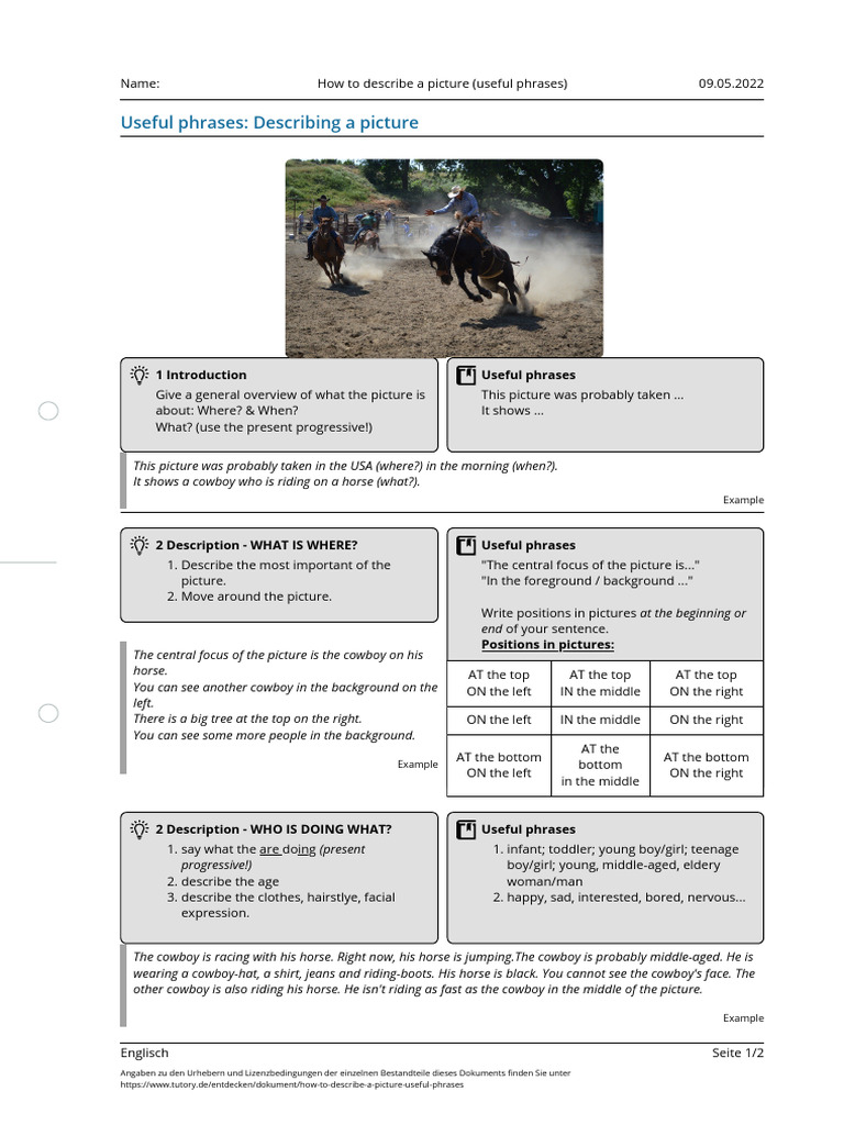 Picture Description: Useful Phrases Guide | PDF