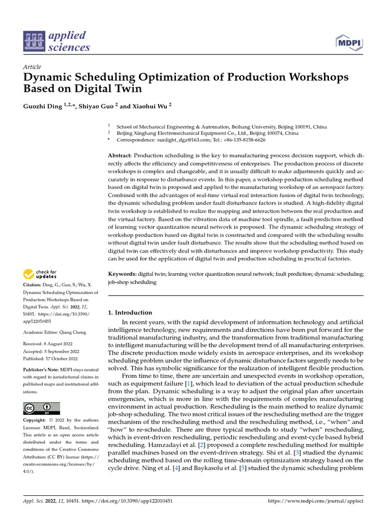 Ding vd. - 2022 - Dynamic Scheduling Optimization of Production Work | PDF | Scheduling ...