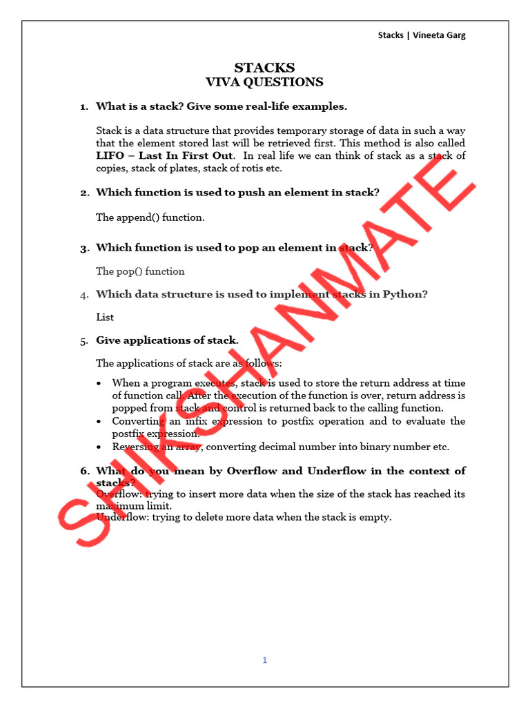 Understanding Stacks: Functions & Applications | PDF