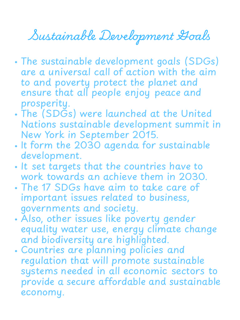 Overview of Sustainable Development Goals | PDF