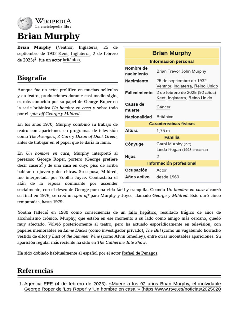Brian Murphy: Legado del Actor Británico | PDF