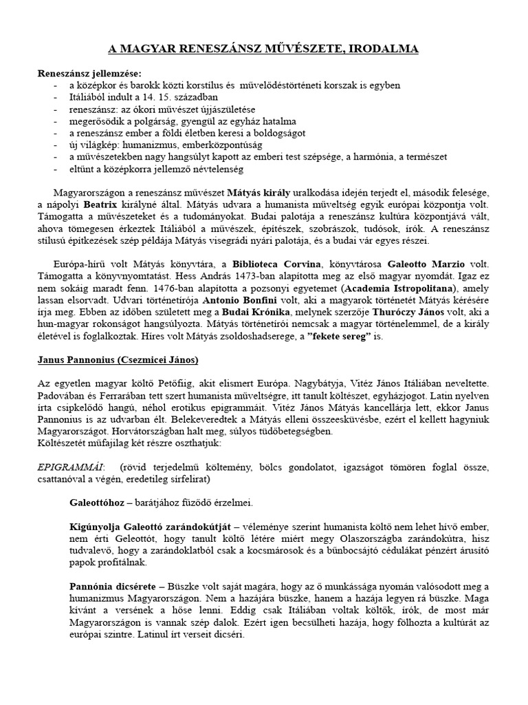 5 - 6-A Magyar Reneszánsz Művészete | PDF