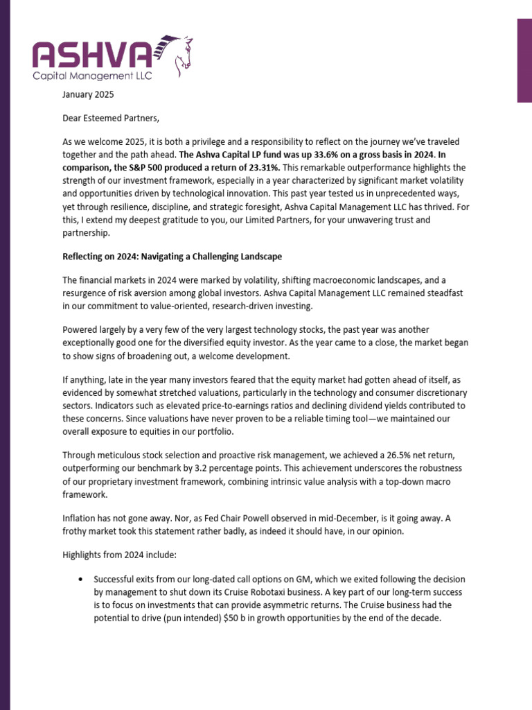 Annual Investor Letter | PDF | Investing | Stock Market