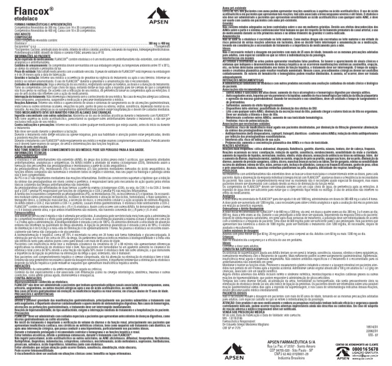 flancox | PDF | Anti-inflamatório não esteroide | Aspirina