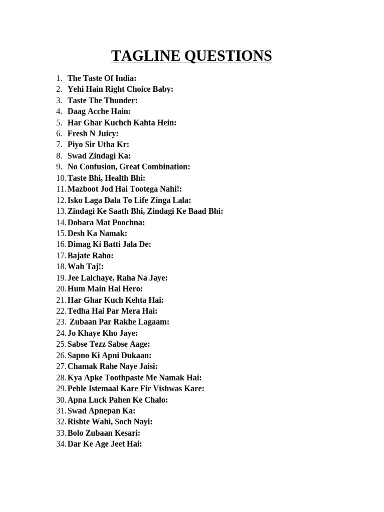 Creative Tagline Ideas for Branding | PDF