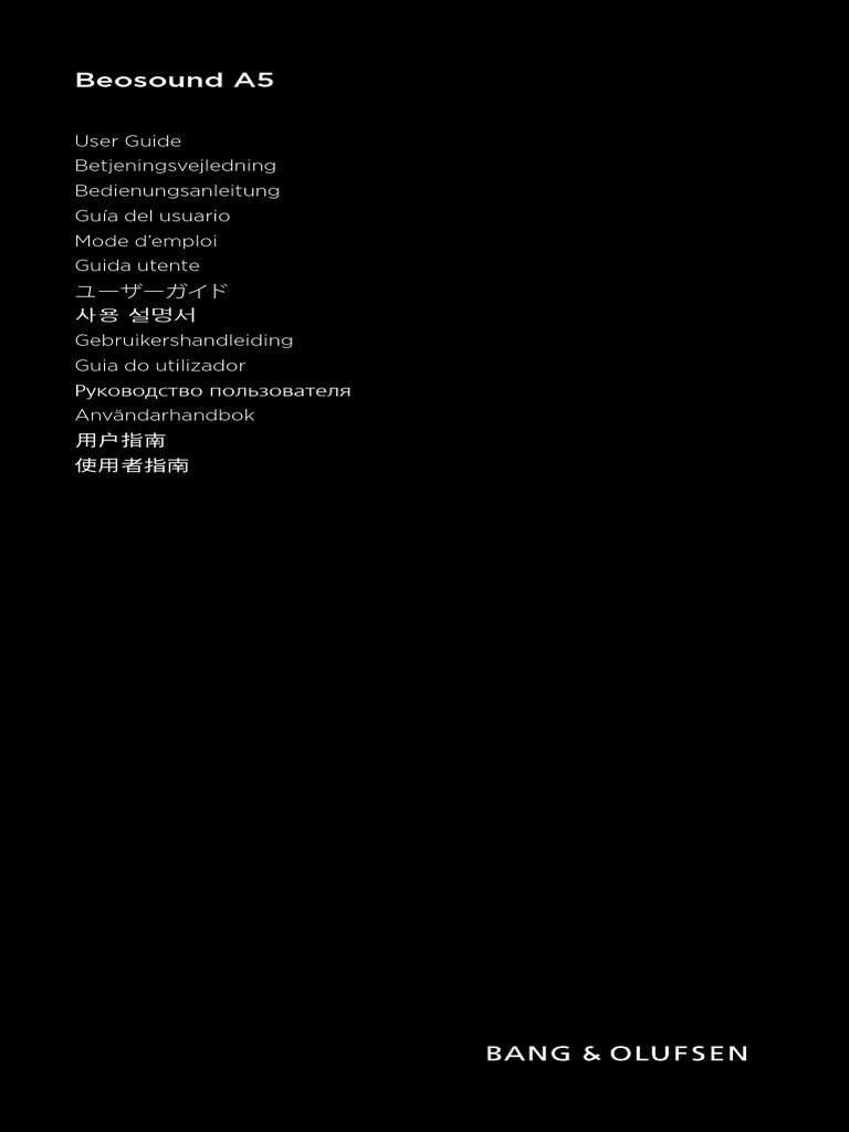 Beosound A5 User Guide Multilanguage | PDF | Loudspeaker | Consumer ...