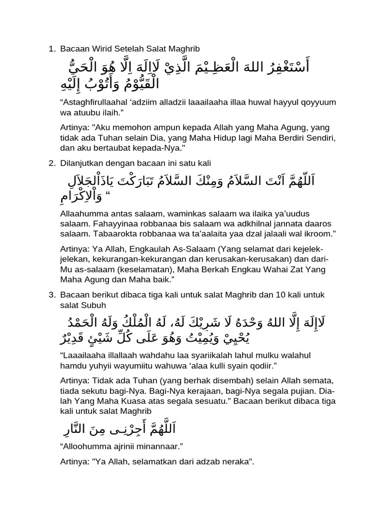 Wirid Setelah Salat Maghrib | PDF