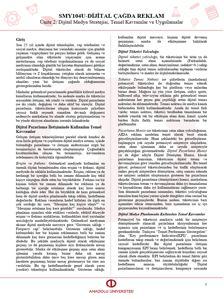 DijitalMedya Stratejisi, Temel Kavramlar Ve Uygulamalar | PDF