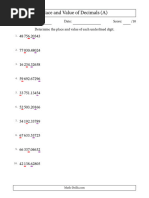 Value of Underlined Digits Worksheet | PDF