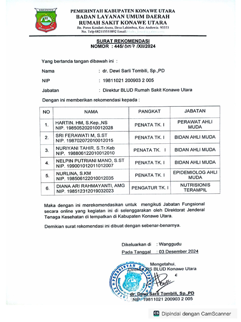 Rekomendasi Jafung RSUD Konut Hmm | PDF