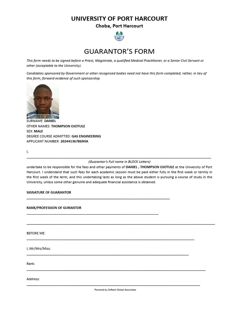 Guarantor Form for University Fees | PDF
