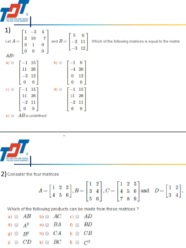 Homeworks Matrix From 1 to 10-1 | PDF