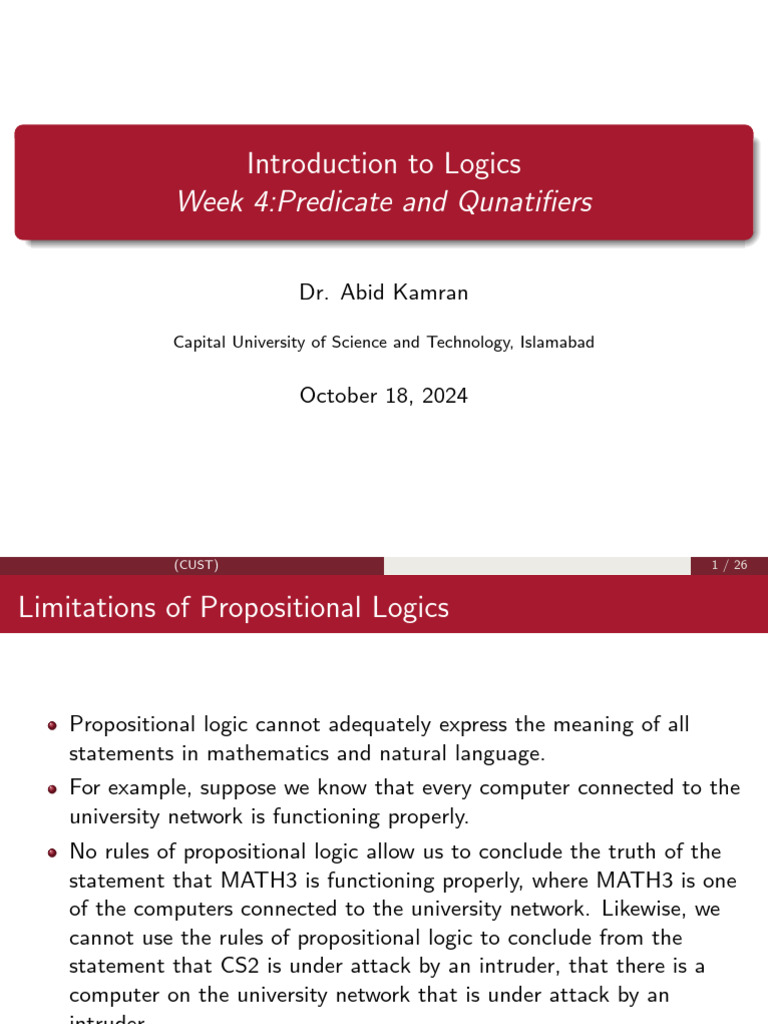 Discrete Structures Quantifiers | PDF | First Order Logic | Logic