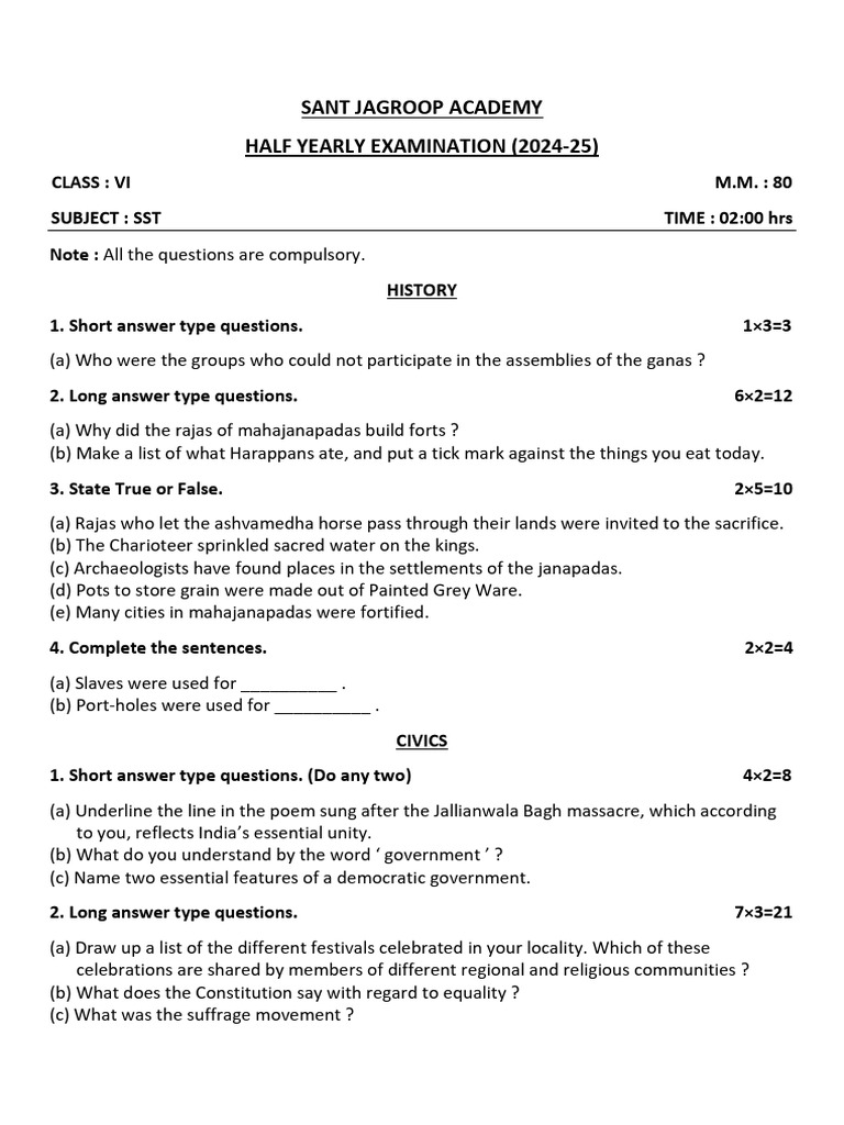 HYE Class-6 (SST) | PDF