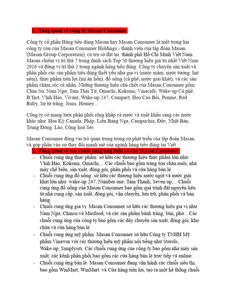 Chuong 1 Tổng Quan Về Công Ty Masan Consumer | PDF