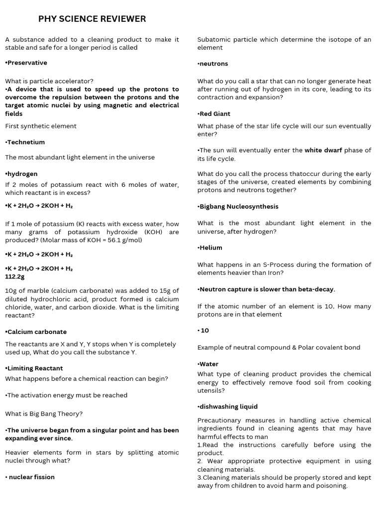 PHY SCIENCE 3rd Quarter Reviewer | PDF | Chemical Polarity | Chemical Elements