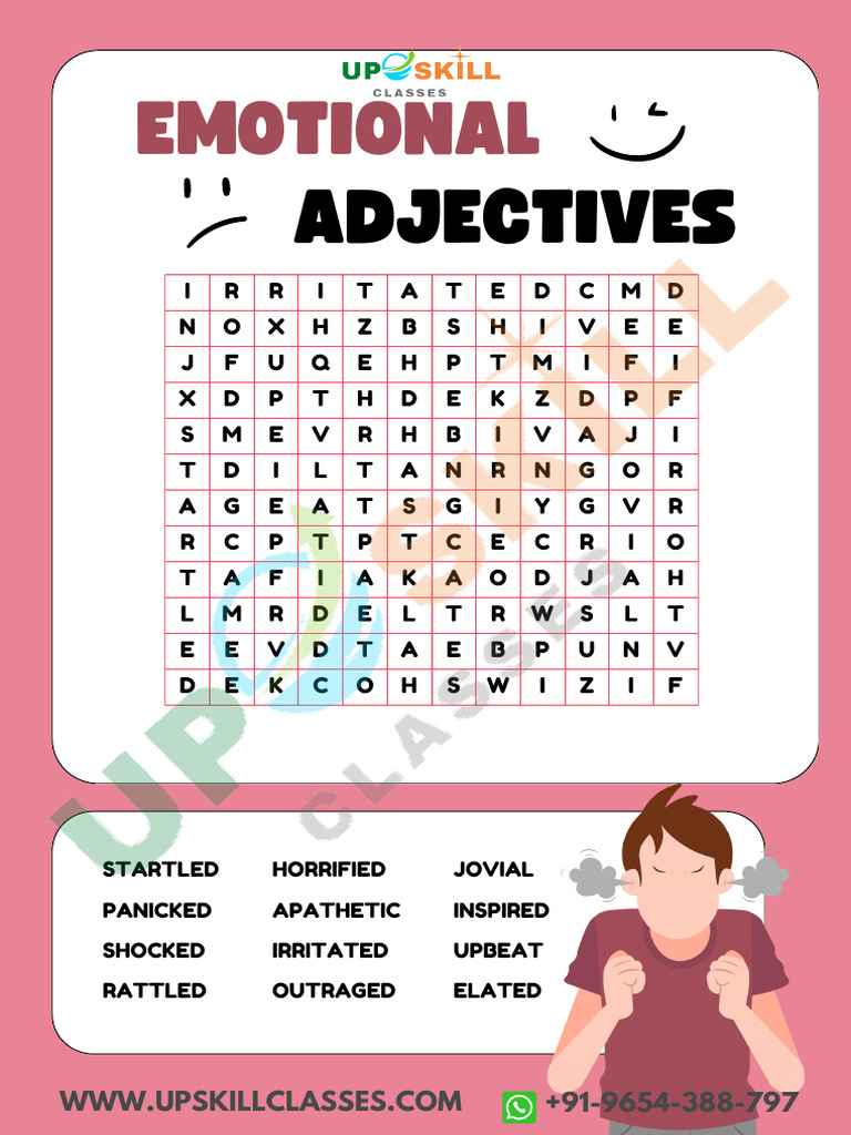 Emotional Adjectives Word Search - UPSC | PDF