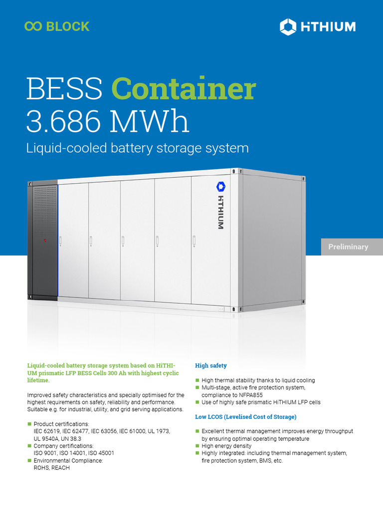 HiTHIUM BESS Container Specifications | PDF | Electricity | Electric Power