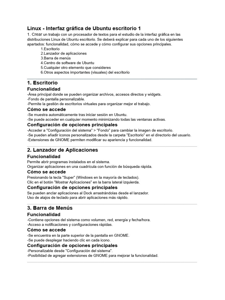 Linux - Interfaz Gráfica de Ubuntu Escritorio 1 | PDF | Entorno de ...