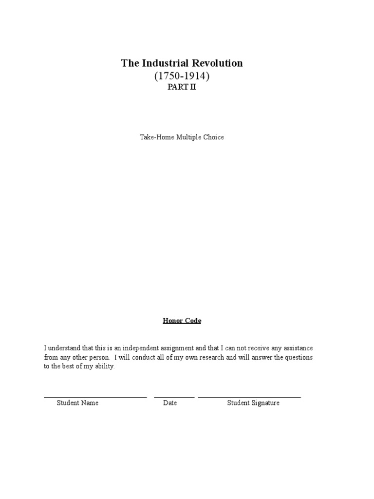 The Industrial Revolution Multiple Choice 2 | PDF | United Kingdom Of ...