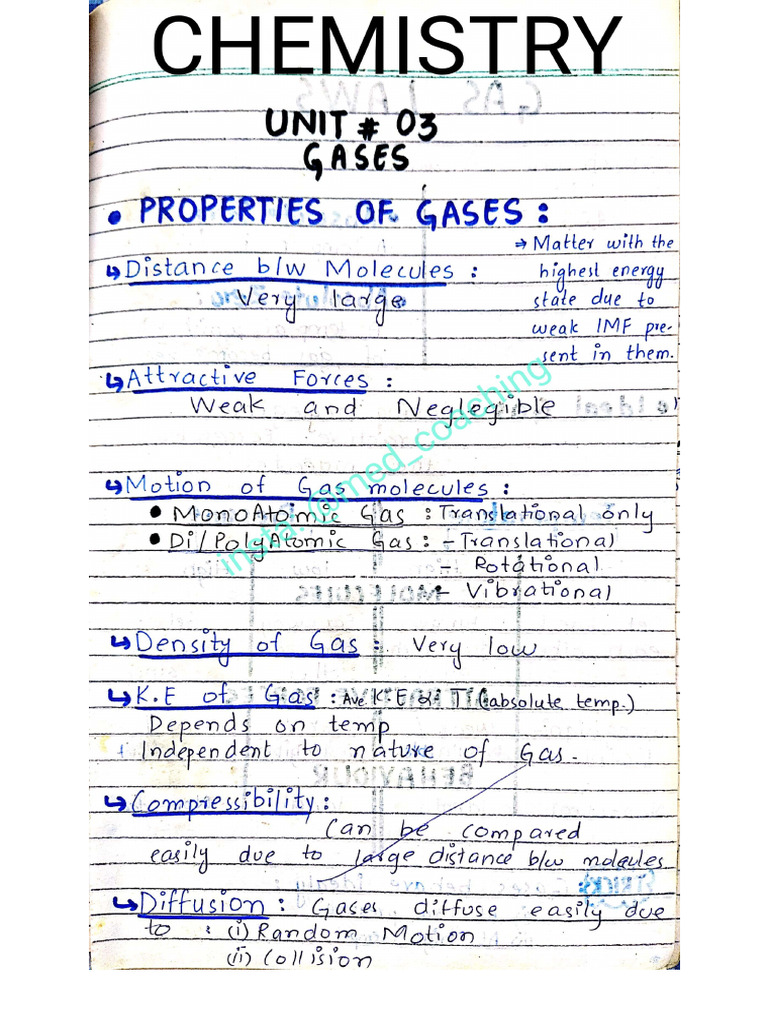 Chemistry Hand Written Notes For Etea Mdcat | PDF