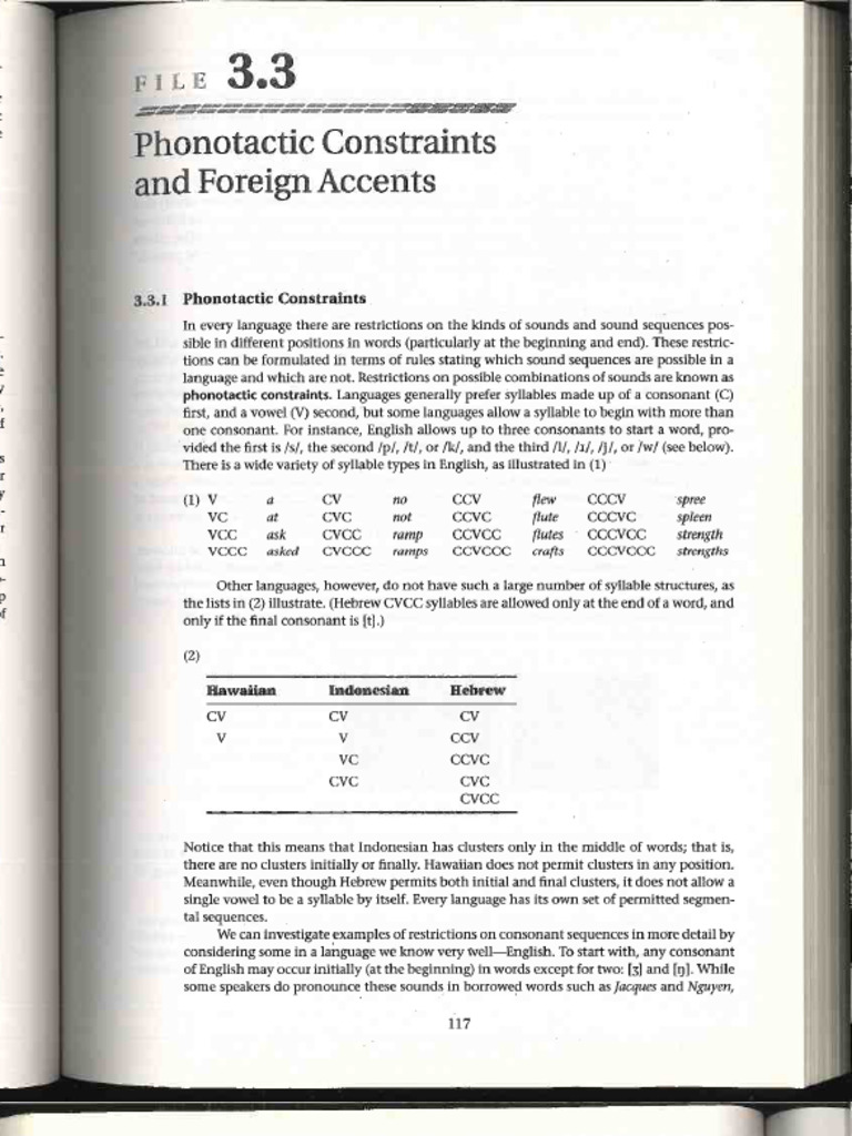 LF 3.3 Phonotactic Constraints | PDF