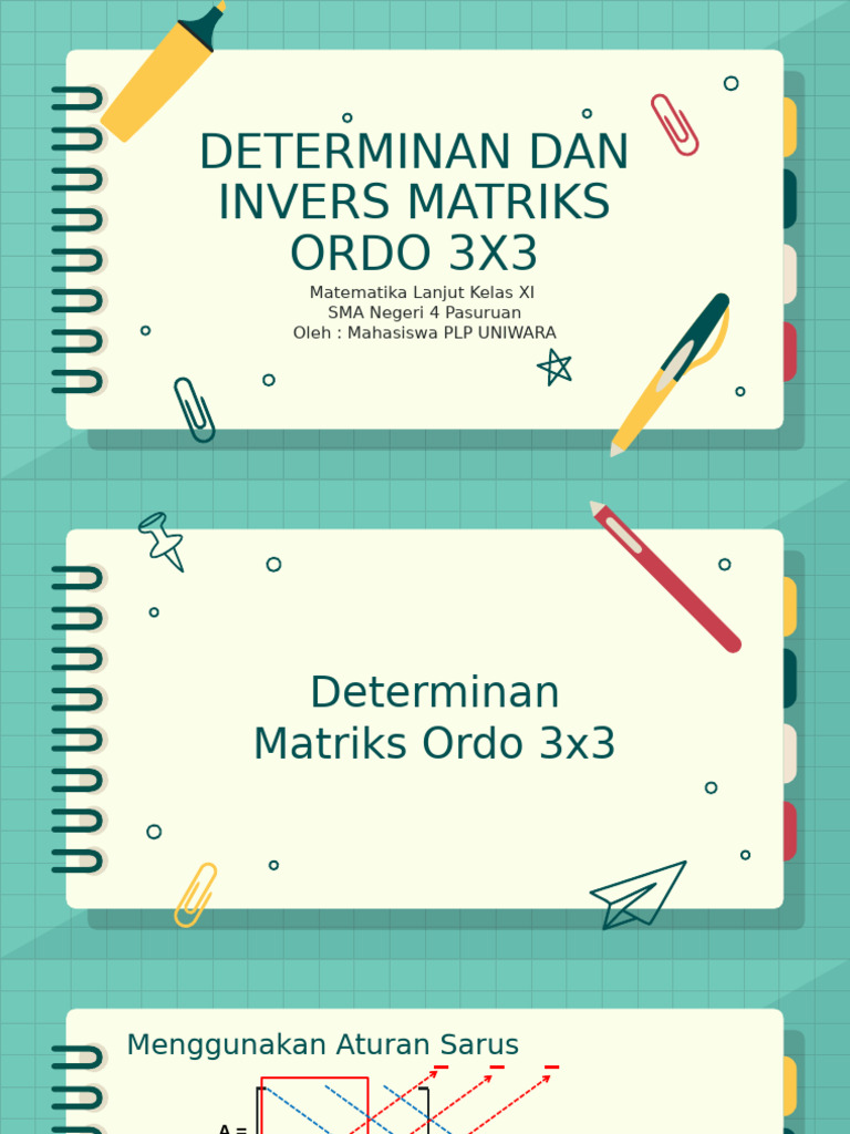 Determinan Dan Invers Matriks Oro 3x3 | PDF