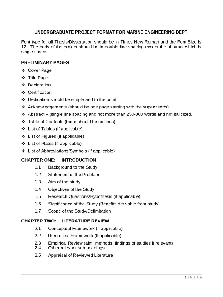 Marine Dept Project Format | PDF | Thesis | Methodology