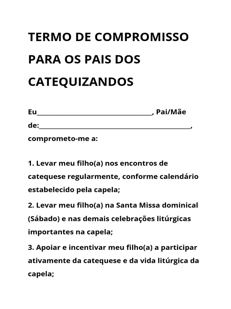 Termo de Compromisso para Os Pais - 20250206 - 102347 - 0000 | PDF