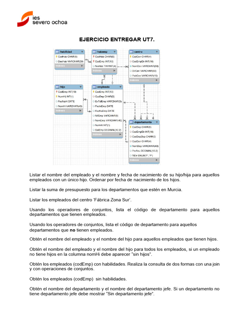 Consultas SQL sobre empleados y departamentos | PDF
