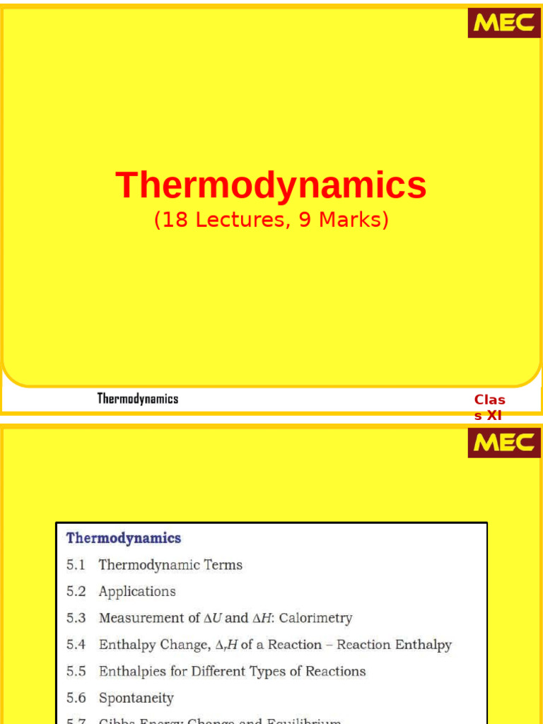 Chemistry Class XI Ch-5 Thermodynamics | PDF | Enthalpy | Heat