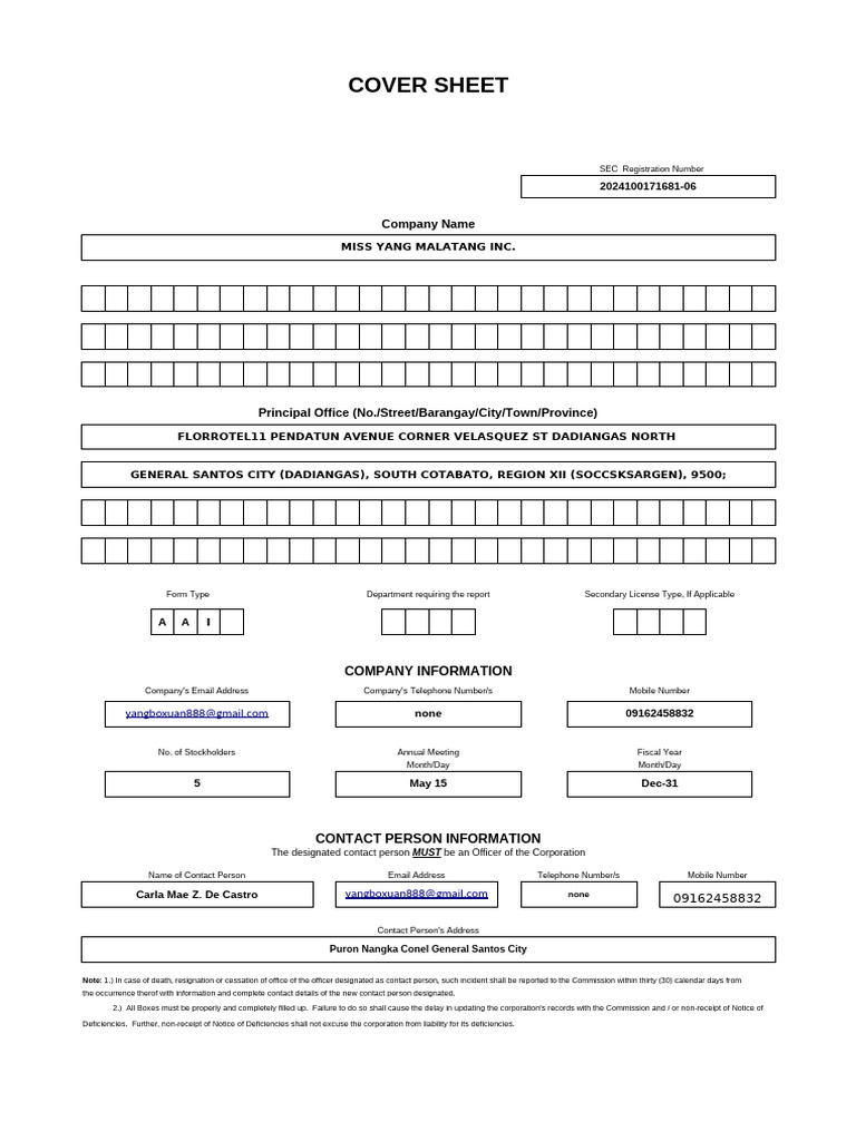 Coversheet For Amendment | PDF