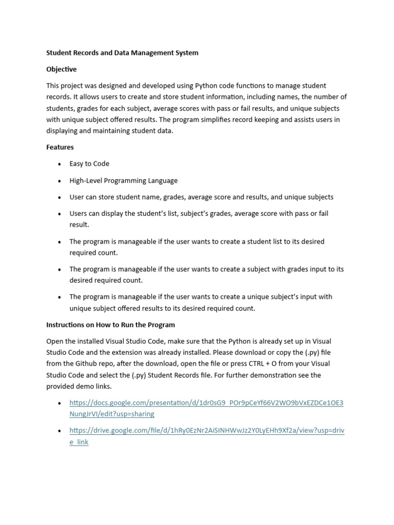 Student Records and Data Management System by RowellSelga | PDF ...