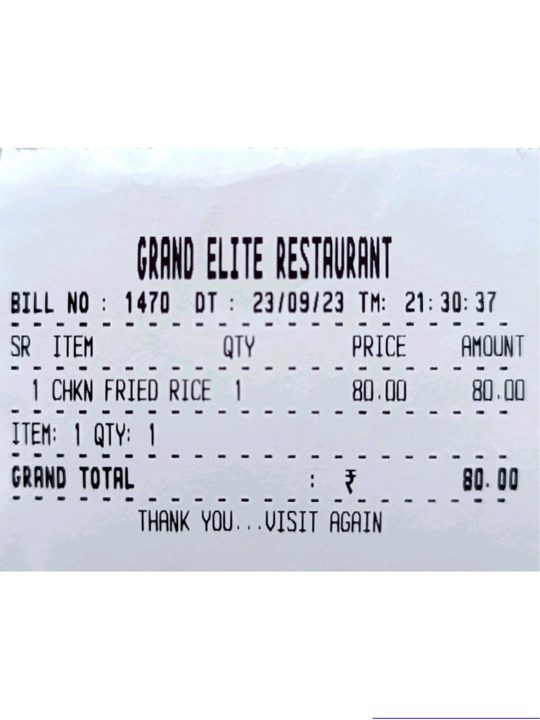 Food Bill 1 | PDF